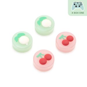 geekshare fruits theme xbox one controller thumb grips, thumbsticks cover set compatible with xbox one controller, 2 pair / 4 pcs - cherry and turnip