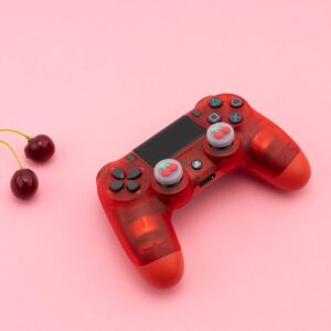 GeekShare Fruits Theme Playstation 4 Controller Thumb Grips, Thumbsticks Cover Set Compatible with Switch Pro Controller and PS4 PS5 Controller, 4 Pcs - Cherry and Turnip