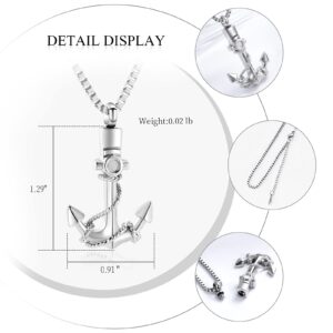 XSMZB Cremation Jewelry for Ashes Anchor Urn Necklace for Ashes Urn Pendant Locket Memorial Keepsake Urn Necklace for Men Women Ashes Holder(Silver)