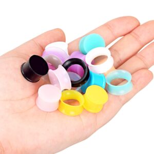 Beautidots 32pcs Silicone Ear Tunnels and Plugs Double Flared Soft Flexible Gauges Piercings 0g