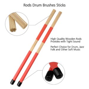 Drum Sticks Set,Eison 5A Maple Wood Drum Sticks,Drum Rods Brushes,Retractable Drum Wire Brushes,12PCS Drum Dampeners with Portable Bag,Drumsticks Gift Sets for Kids Adults Drummer Practice