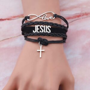 HOLLP Infinity Love JESUS Cross Bracelet Jesus Prayer Jewelry Religious Jewelry Christian Gift (JESUS Bracelet)