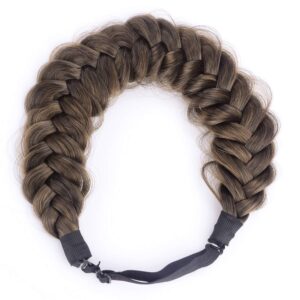 DIGUAN Messy Wide 2 Strands Synthetic Hair Braided Headband Hairpiece Women Girl Beauty accessory, 62g/2.1 oz (Dark Brown)