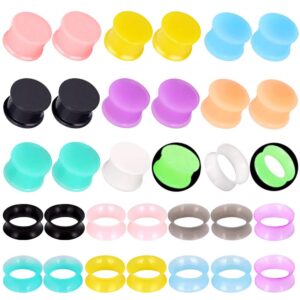 beautidots 32pcs silicone ear tunnels and plugs double flared soft flexible gauges piercings 0g