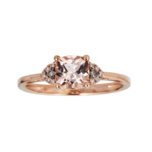 gin & grace 10k rose gold natural diamond (i1,i2) &genuine morganite eternity promise propose promise ring for women