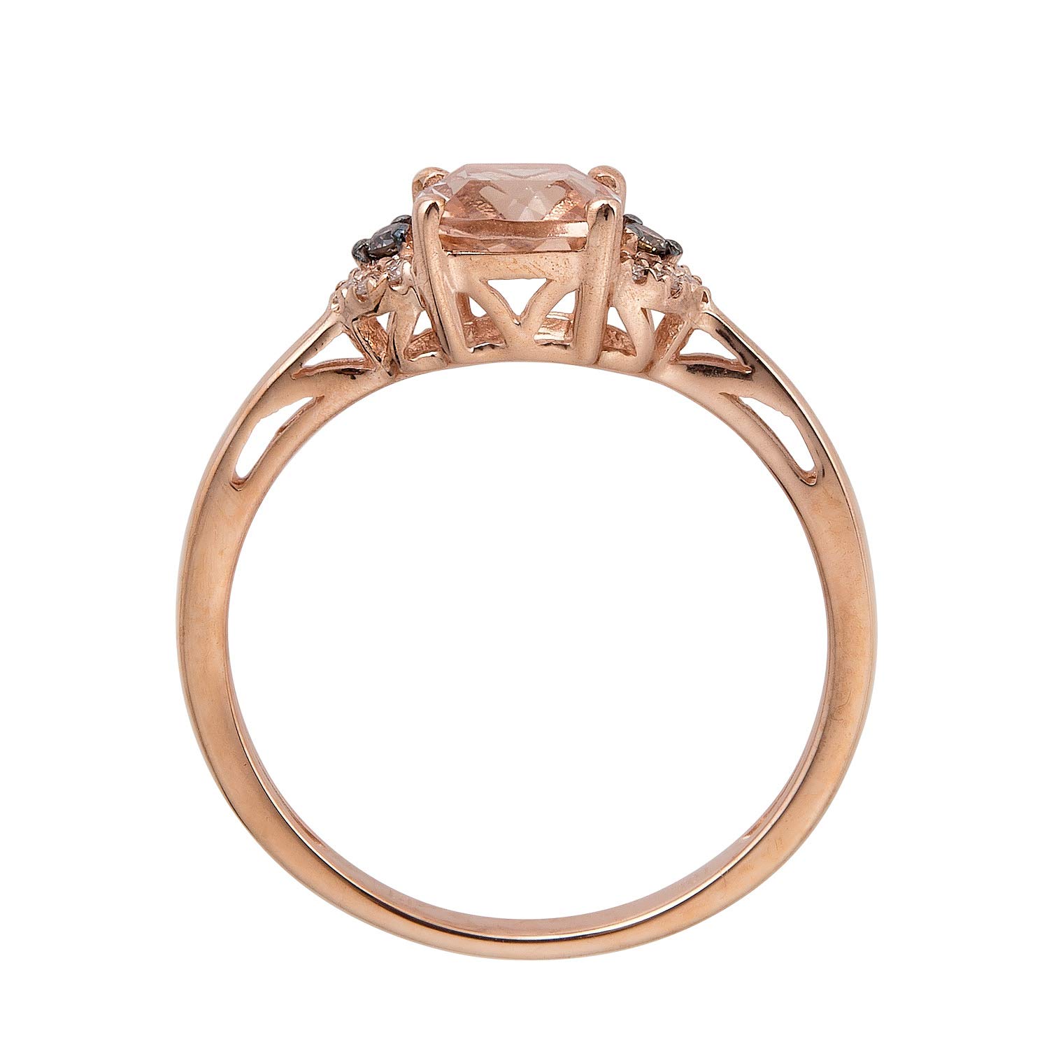 Gin & Grace 10K Rose Gold Natural Diamond (I1,I2) &Genuine Morganite Eternity Promise Propose Promise Ring for Women