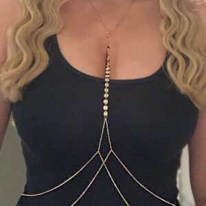 Chicque Sexy Body Chain Jewelry Gold Sequins Body Jewelry Layered Bikini Belly Waist Chain Party for Women