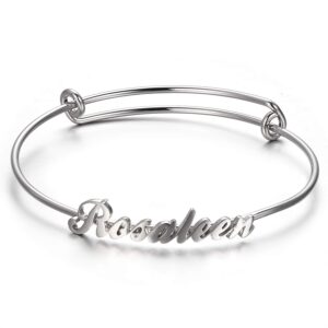 rmrewy sterling silver personalized name bracelet handmade engrave name adjustable bangle custom jewelry christmas gift for women mom