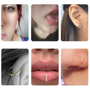 5Pcs 18g Stainless Steel Tiny Sleeper Hoop Earrings for Women Men Septum Hinged Clicker Daith Nose Ring Helix Cartilage Tragus Huggie Cuff Hoops Piercing Set 8mm 10mm (8mm in Silver)