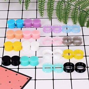 Beautidots 32pcs Silicone Ear Tunnels and Plugs Double Flared Soft Flexible Gauges Piercings 0g