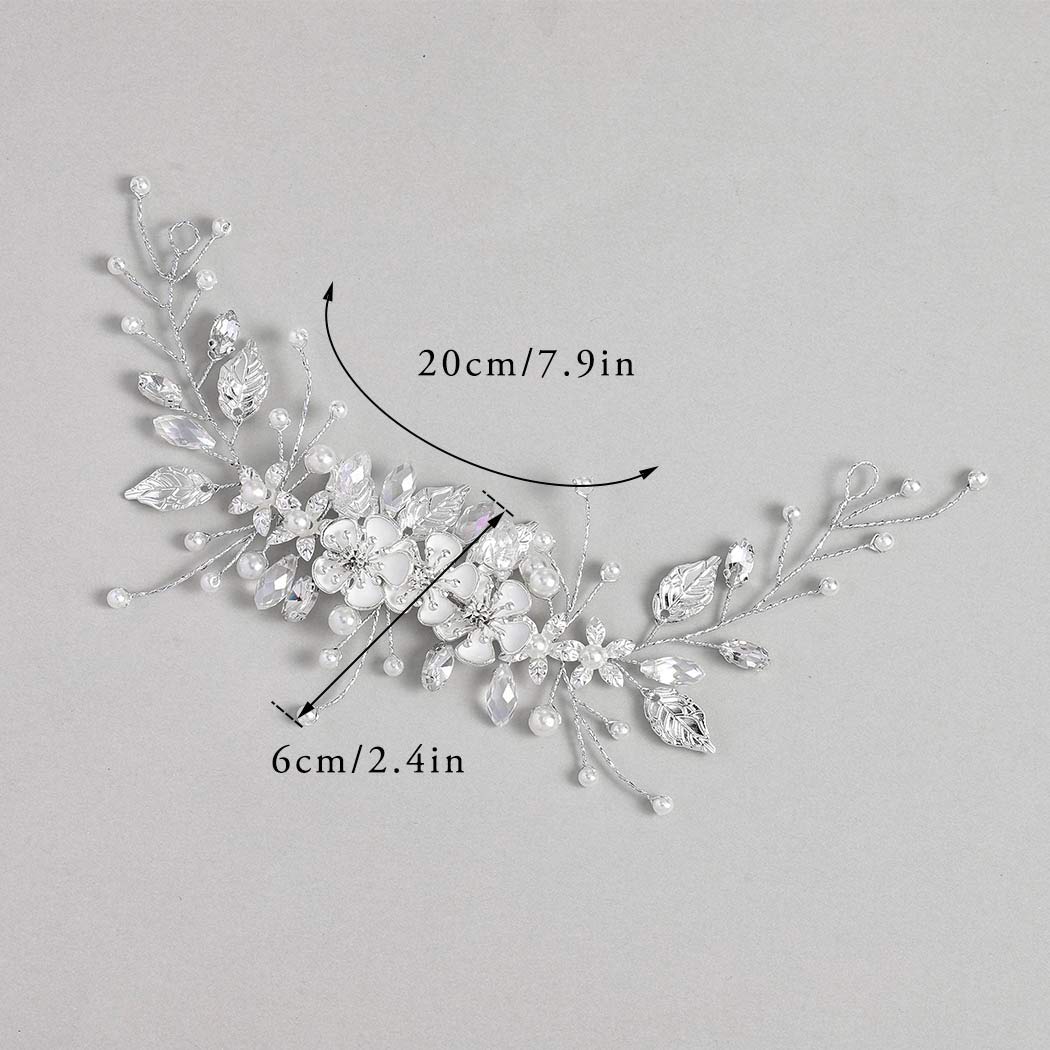 GORAIS Flower Bride Wedding Hair Vine Leaf Bridal Headpiece Pearl Hair Accessories for Women and Girls