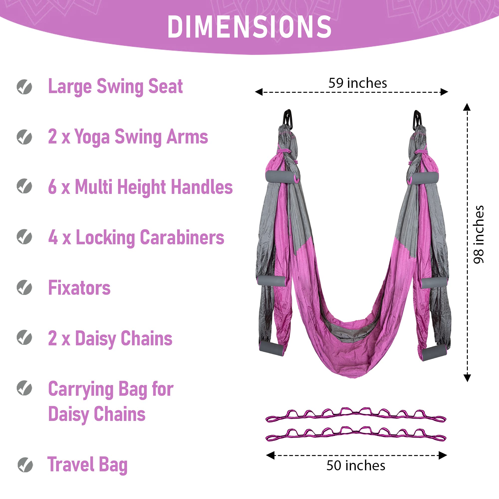 YOGA SWING PRO Premium Aerial Hammock Anti gravity Yoga Swing Kit - Acrobat Flying Sling Set for Indoor and Outdoor Inversion Therapy