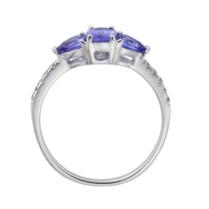 Gin & Grace 10K White Gold Genuine Tanzanite Ring with Diamonds for women | Ethically, authentically & organically sourced (Oval-cut) shaped Tanzanite hand-crafted jewelry for her