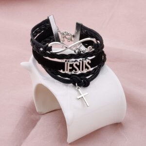 HOLLP Infinity Love JESUS Cross Bracelet Jesus Prayer Jewelry Religious Jewelry Christian Gift (JESUS Bracelet)