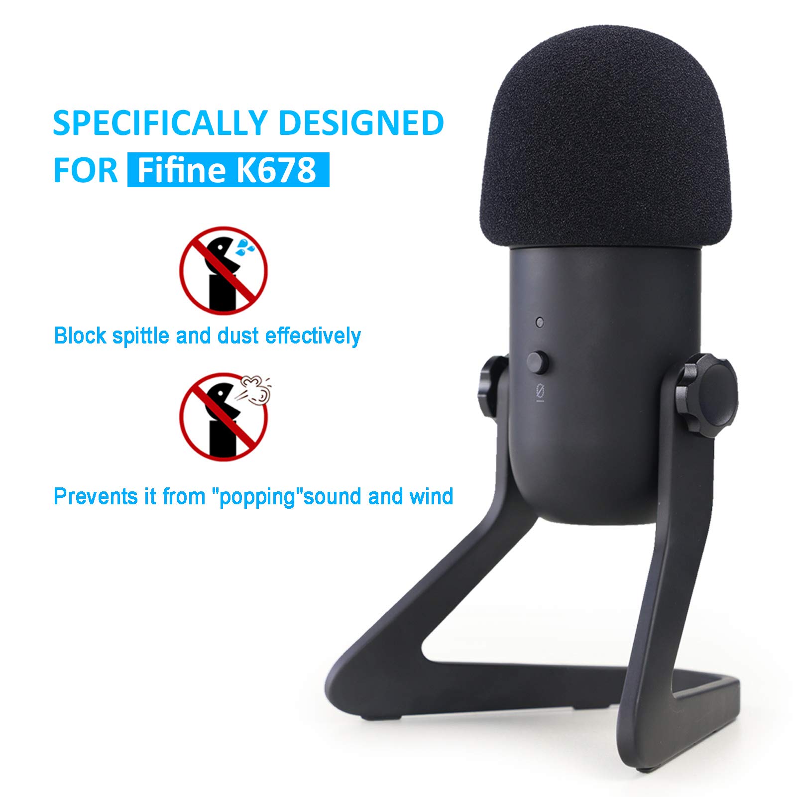 K678 Pop Filter - Mic Windscreen Foam Cover Customized for FIFINE K678 USB Microphone to Blocks Out Plosives by YOUSHARES