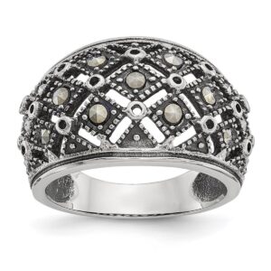 stainless steel polished and marcasite ring size 8 jewelry for women