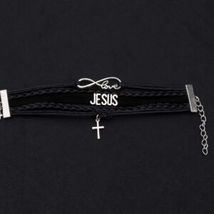 HOLLP Infinity Love JESUS Cross Bracelet Jesus Prayer Jewelry Religious Jewelry Christian Gift (JESUS Bracelet)