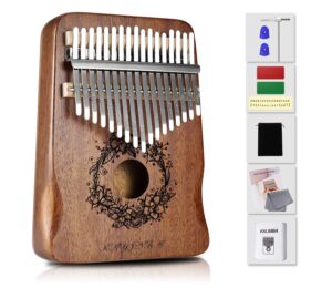 kalimba-17 key thumb piano,exquisite mahogany wood portable kalimba,tune hammer and study instruction,musical gifts for music lovers adults kids(classic brown)