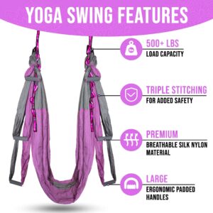 YOGA SWING PRO Premium Aerial Hammock Anti gravity Yoga Swing Kit - Acrobat Flying Sling Set for Indoor and Outdoor Inversion Therapy