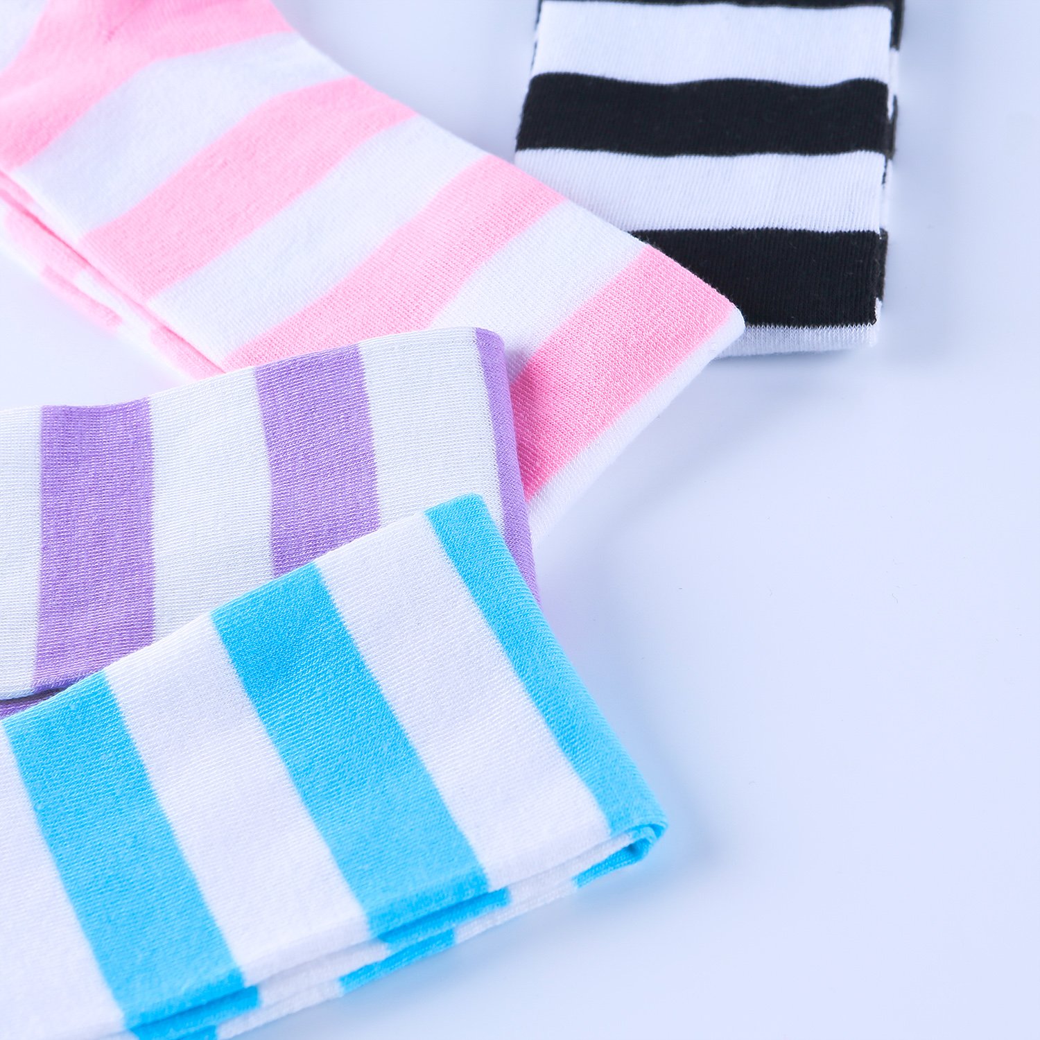 Aneco 6 Pairs Striped Over Knee High Socks Stripe High Thigh Stockings Women Long Socks for Daily Wear, Cosplay