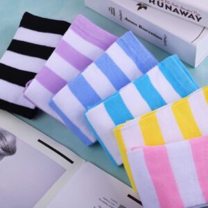 Aneco 6 Pairs Striped Over Knee High Socks Stripe High Thigh Stockings Women Long Socks for Daily Wear, Cosplay