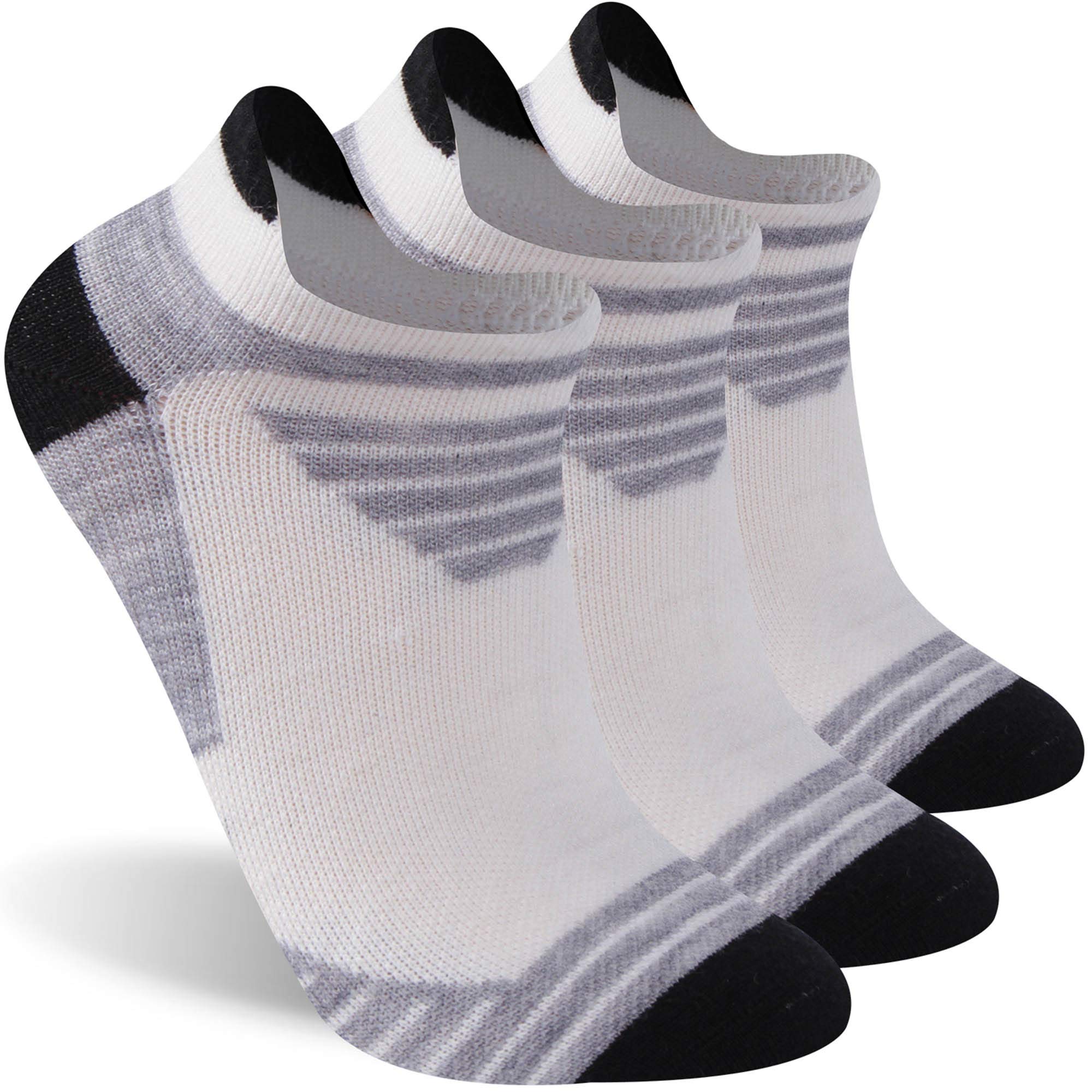 RTZAT 90% Merino Wool Athletic Running Tennis Ultra-Light Ankle Low Cut No Show Cushioned Socks for Men & Women, X-Large, Black&White&Light Gray