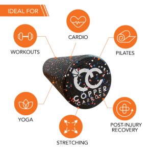 Copper Carrots Foam Rollers – 6 x 18 Inch High Density EPP Foam Roller for Back Stretching – Premium Quality and Comfortable – Ideal for Physical Therapy, Post-Injury, Deep Tissue Muscle Massage