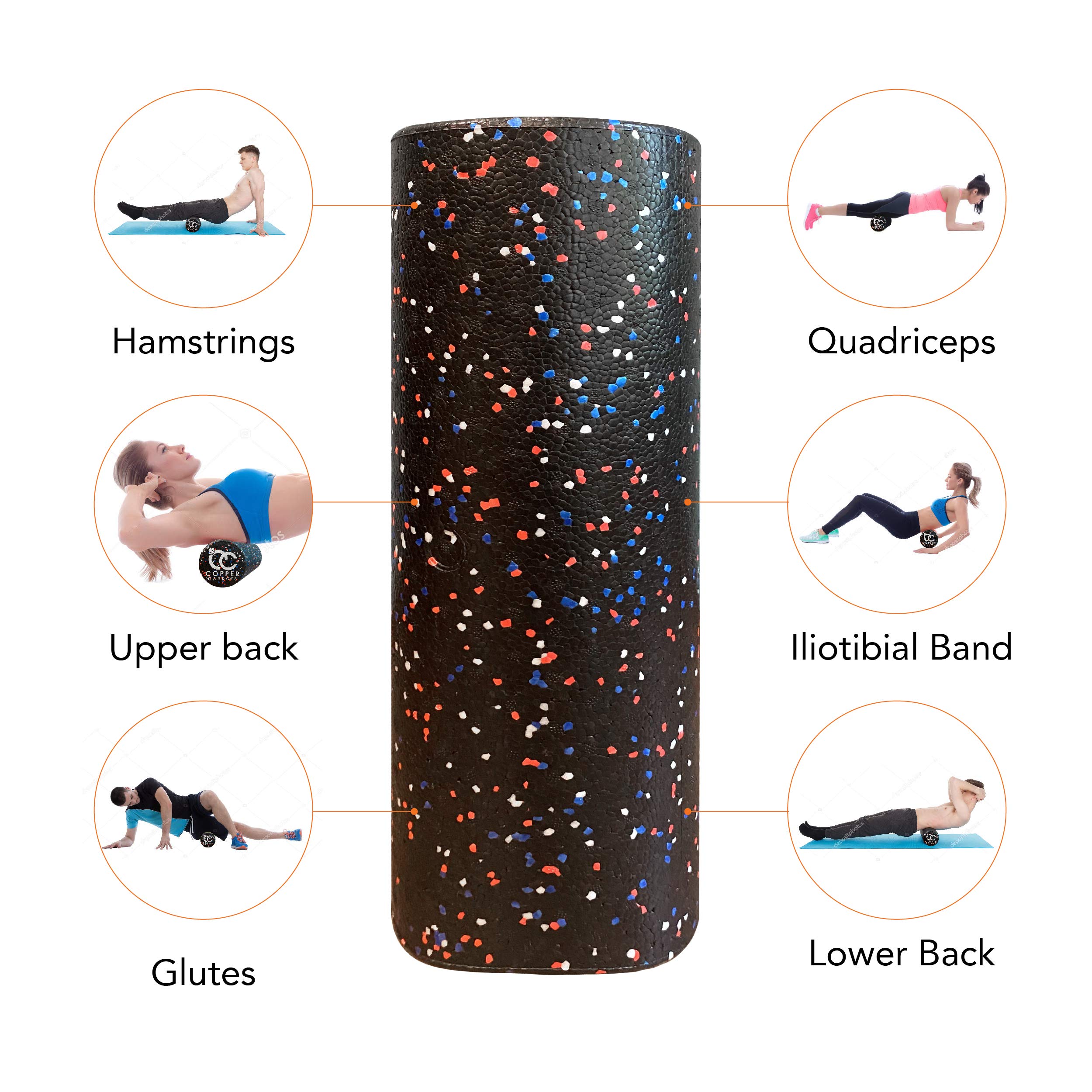 Copper Carrots Foam Rollers – 6 x 18 Inch High Density EPP Foam Roller for Back Stretching – Premium Quality and Comfortable – Ideal for Physical Therapy, Post-Injury, Deep Tissue Muscle Massage