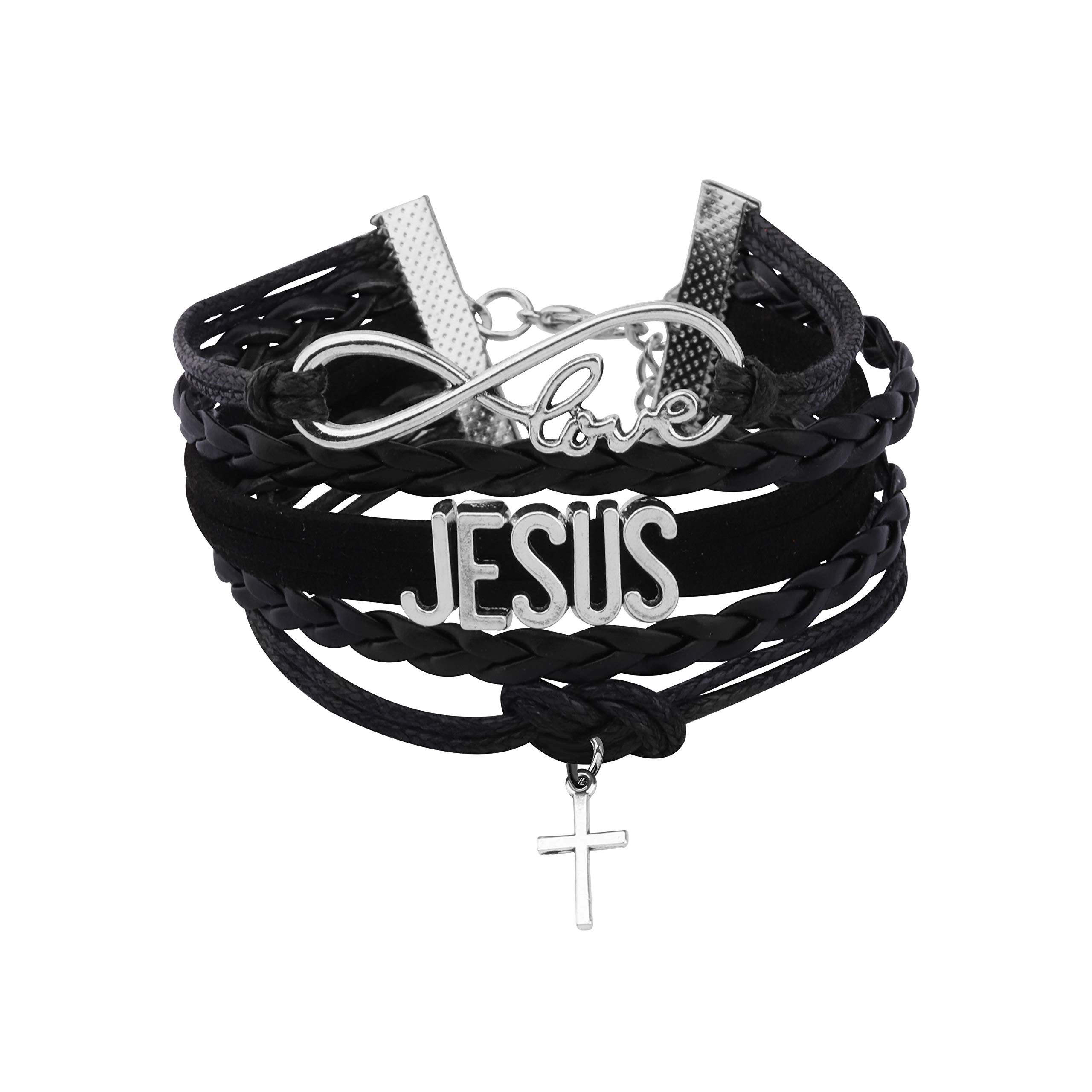 HOLLP Infinity Love JESUS Cross Bracelet Jesus Prayer Jewelry Religious Jewelry Christian Gift (JESUS Bracelet)