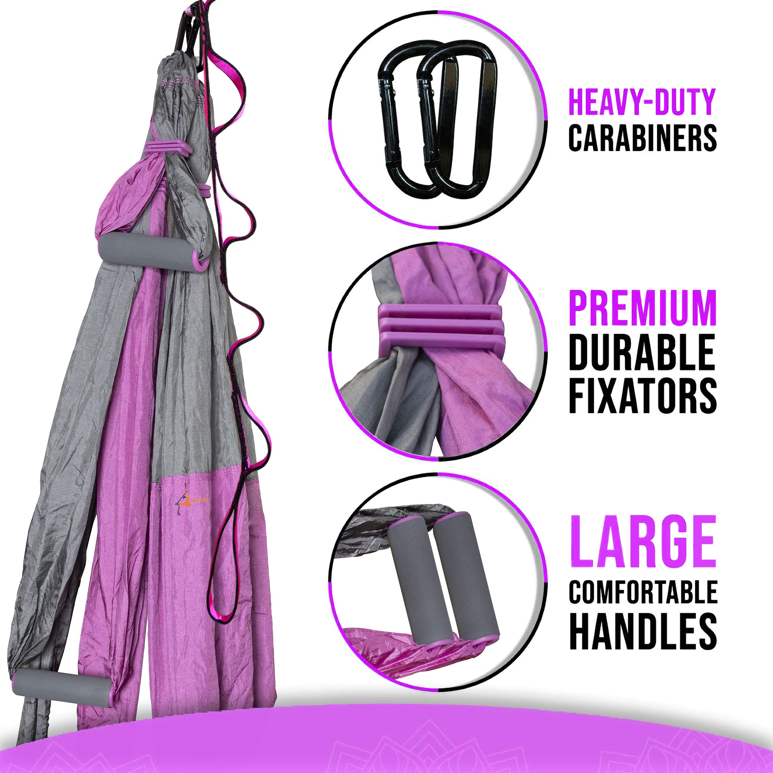 YOGA SWING PRO Premium Aerial Hammock Anti gravity Yoga Swing Kit - Acrobat Flying Sling Set for Indoor and Outdoor Inversion Therapy