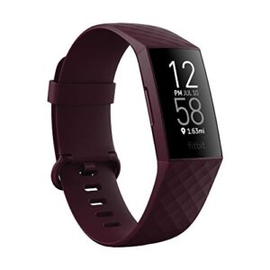 fitbit charge 4 fitness and activity tracker with built-in gps, heart rate, sleep & swim tracking, rosewood/rosewood, one size (s & l bands included) (renewed)