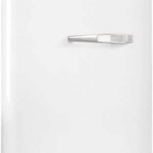 Smeg FAB5ULWH3 16" 50's Retro Style Series Compact Cooler with 1.5 cu. ft. Capacity Absorption Cooling Automatic Defrost LED Interior Lighting and Adjustable Shelves White, Left Hand Hinge