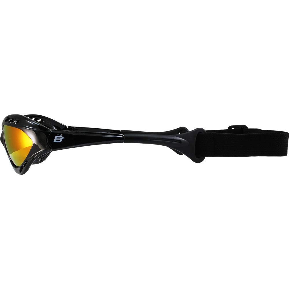 Birdz Eyewear Seahawk Polarized Padded Sunglasses Jetski Kayaking Watersports Black Frames 2 Pairs with Blue & Red Reflectech Lenses