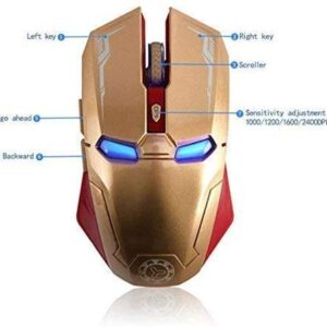 Wireless Mouse, 2.4GHz with USB Receiver, 1200 DPI Portable Optical Computer Mouse for Laptop, PC, Desktop, 5 Buttons - Gold