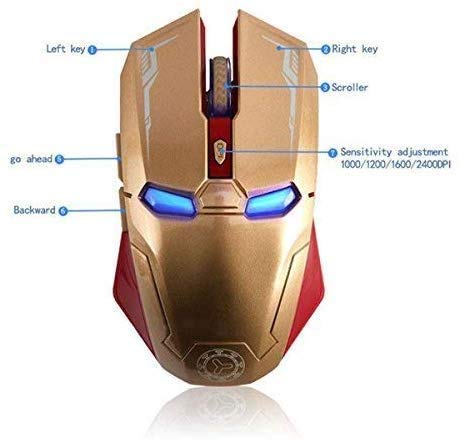 Wireless Mouse, 2.4GHz with USB Receiver, 1200 DPI Portable Optical Computer Mouse for Laptop, PC, Desktop, 5 Buttons - Gold