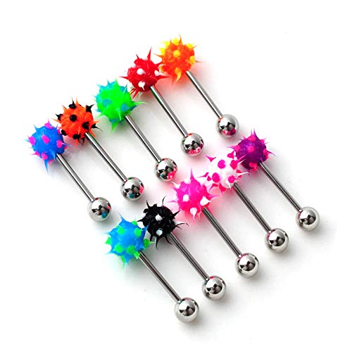 Silicone Soft Spike Barbell Tongue Ring Stud Bars Nipple Ring Piercing Stainless Steel Body Jewelry 10pc