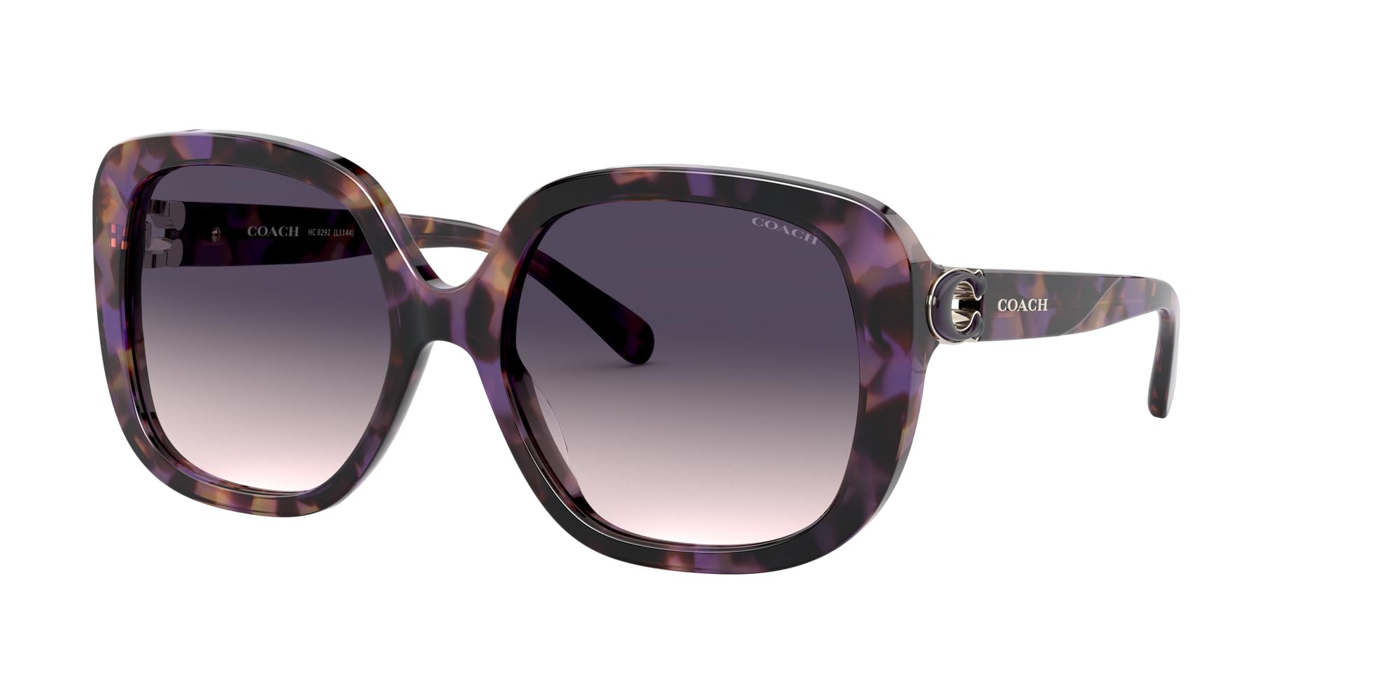 Coach HC8292 Sunglasses, Purple Tortoise/Purple Pink Gradient, 56 mm