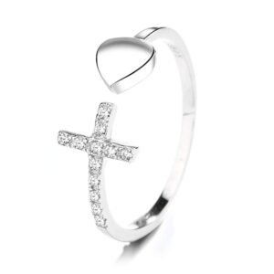 canner cross love ring sterling silver, gifts for teen girls, adjustable jewelry for women