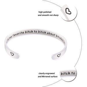 VGWON You're My Favorite B to B about B with Friendship Bracelets Sister Gift Ideas Best Friend Bracelet for Women BFF Gifts Silver