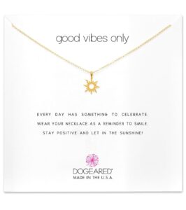 dogeared good vibes only, radient sun pendent necklace gold one size