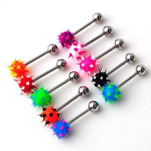 Silicone Soft Spike Barbell Tongue Ring Stud Bars Nipple Ring Piercing Stainless Steel Body Jewelry 10pc