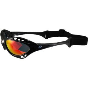 Birdz Eyewear Seahawk Polarized Padded Sunglasses Jetski Kayaking Watersports Black Frames 2 Pairs with Blue & Red Reflectech Lenses