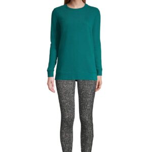 Lands' End Womens Long Sleeve Sweatshirt Tunic Jade Emerald Regular Medium