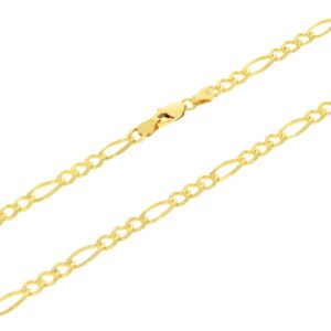 Nuragold 14k Yellow Gold 4.5mm Solid Figaro Chain Link Bracelet, Mens Womens Jewelry 7" 7.5" 8" 8.5" 9"