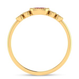 DIRECT-JEWELRY DON'T FORGET THE DASH 14K Genuine Yellow Gold Oval Natural Ruby and Diamond Milgrain Solitaire Ring - Size 4.5