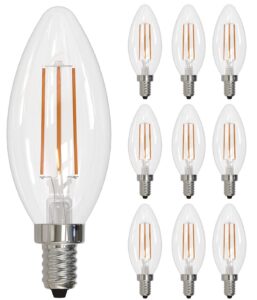 bulbrite item 776756, 4 watt led filament light bulb, fully dimmable, 2700k e12 e12 candelabra base, high cri for truer color renderring (pack of 10)