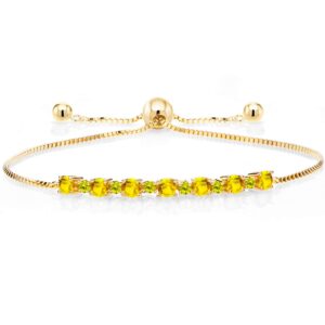 gem stone king 18k yellow gold plated silver yellow sapphire canary diamond tennis bracelet for women (1.09 cttw, fully adjustable up to 9 inch)