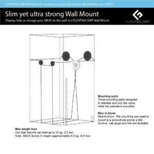 Xbox Series X Wall Mount Solution by FLOATING GRIP - Mounting Kit for Hanging & Displaying Consoles in Video Gaming Room (Standard: Fits Xbox Series X, Black)