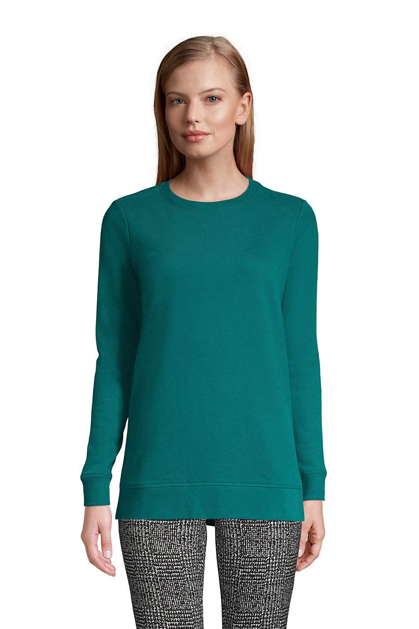 Lands' End Womens Long Sleeve Sweatshirt Tunic Jade Emerald Regular Medium