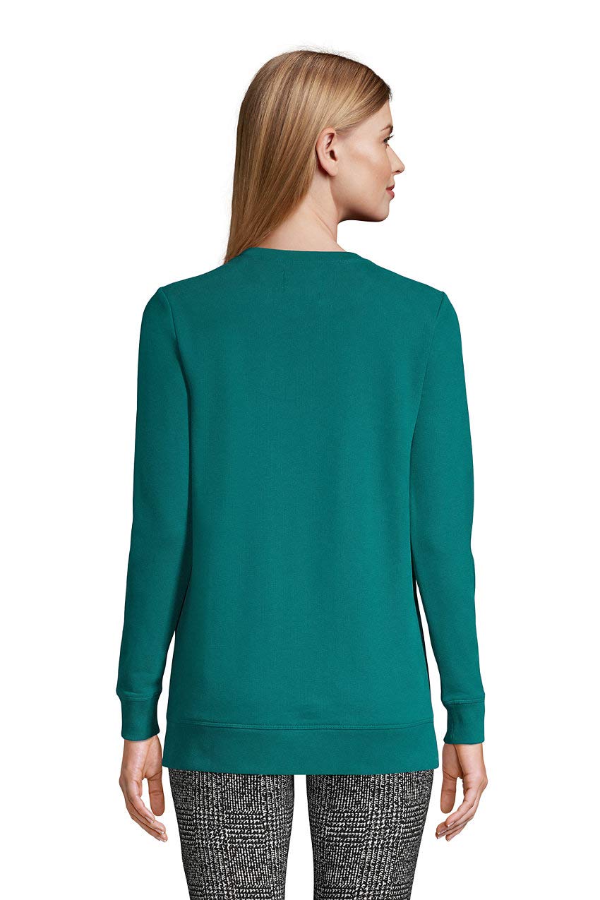 Lands' End Womens Long Sleeve Sweatshirt Tunic Jade Emerald Regular Medium